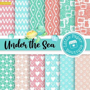 Ocean Friends, Marine Life, Sea Creatures, Digital Paper Pack Ocean ...