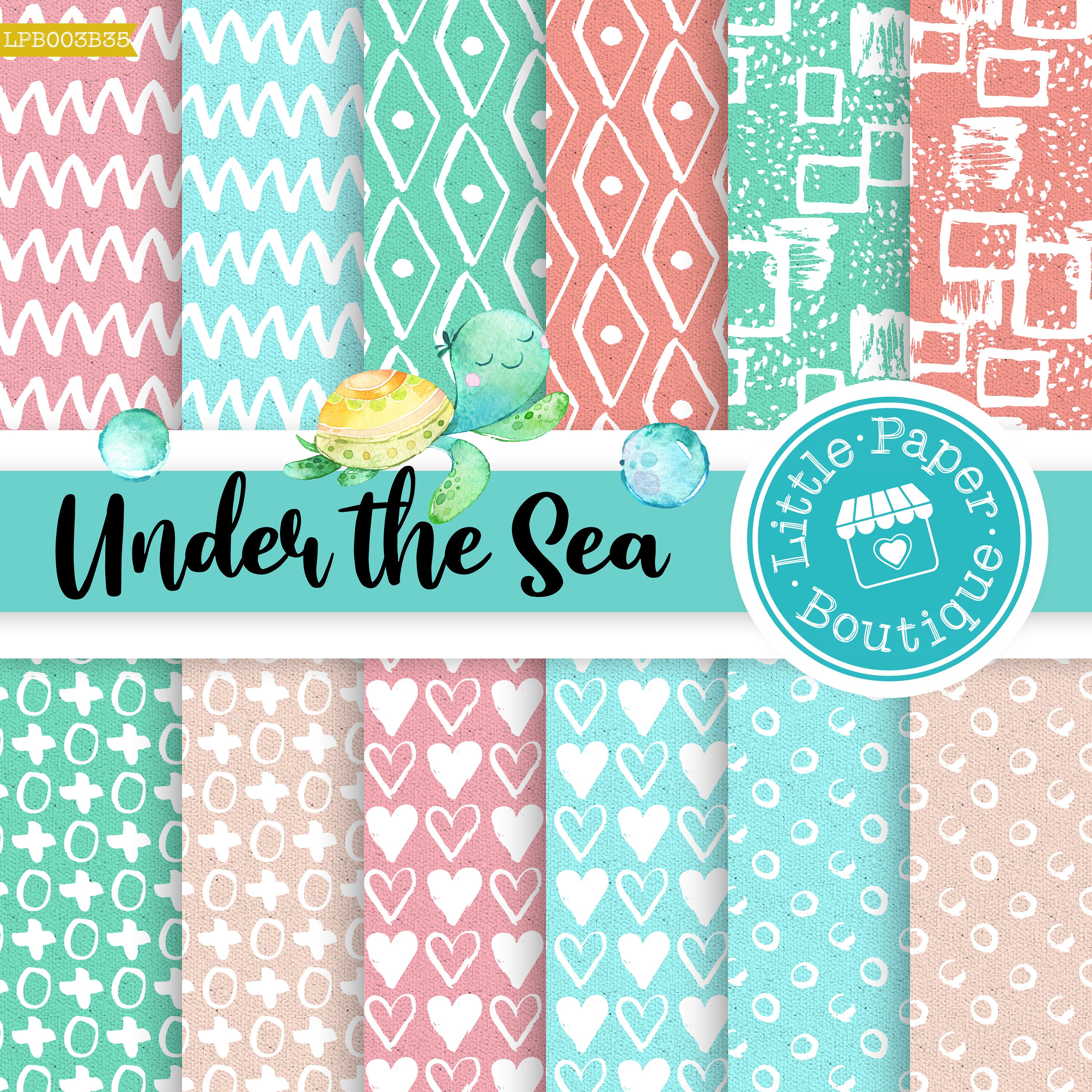 Ocean Friends Marine Life Sea Creatures Digital Paper Pack - Etsy