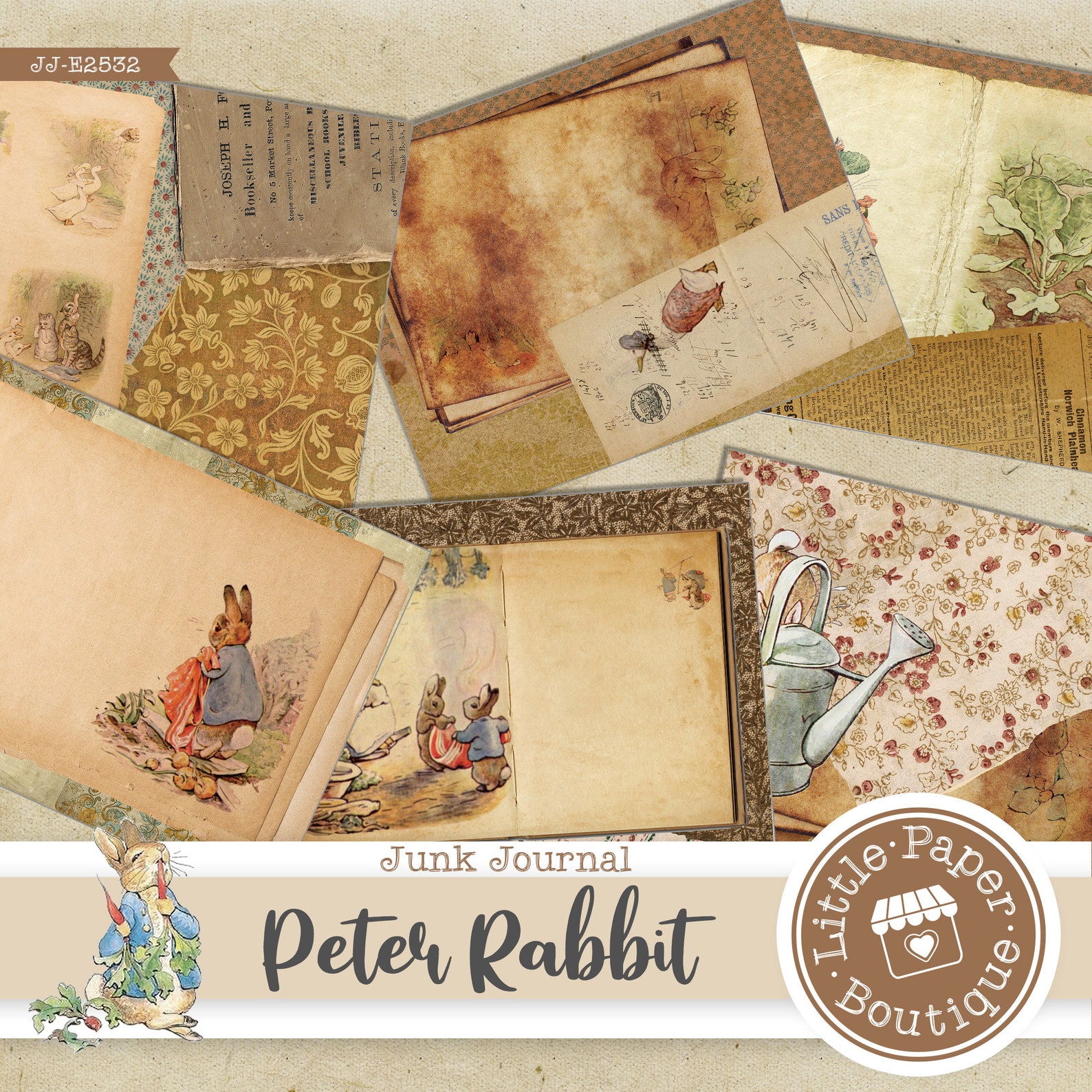Peter Rabbit by Beatrix Potter Digital Junk Journal Kit (FULL KIT) With ...
