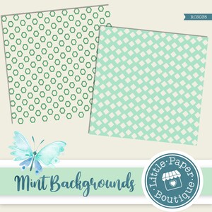 Mint and Gray Digital Paper Commercial Use, Mint Digital Paper Pack ...