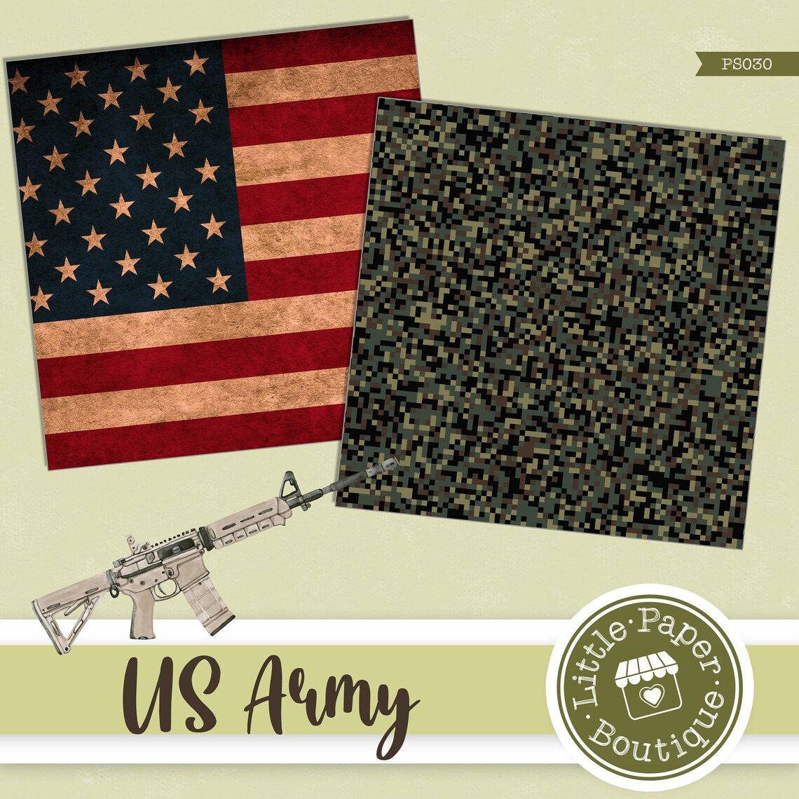 US Army Digital Paper, Army Theme Scrapbook, Military Scrapbook ...