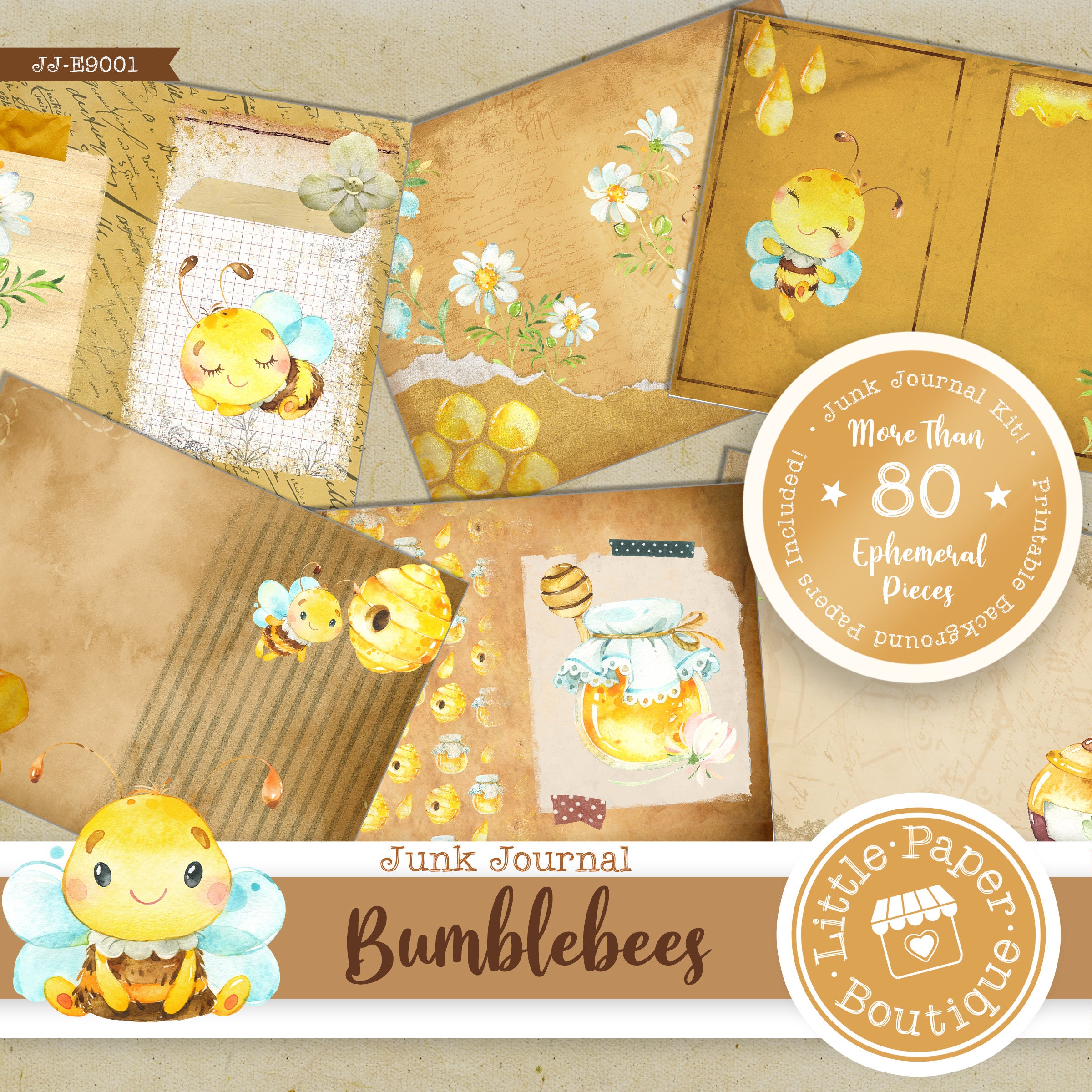 Honey Bees Digital Junk Journal Kit FULL KIT Bumble Bees and - Etsy