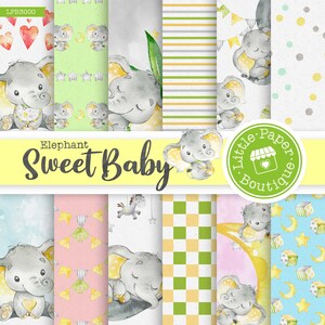 Baby Blue Digital Paper, Blue, Grey, Baby Boy, Digital Paper, Scrapbook ...