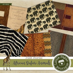 Savannah Africa Animals Safari Digital Junk Journal Kit (FULL KIT) With Scrapbook Printable ...