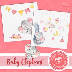 Baby Girl Digital Paper, Baby Presents, Baby Shower, Baby Elephant ...