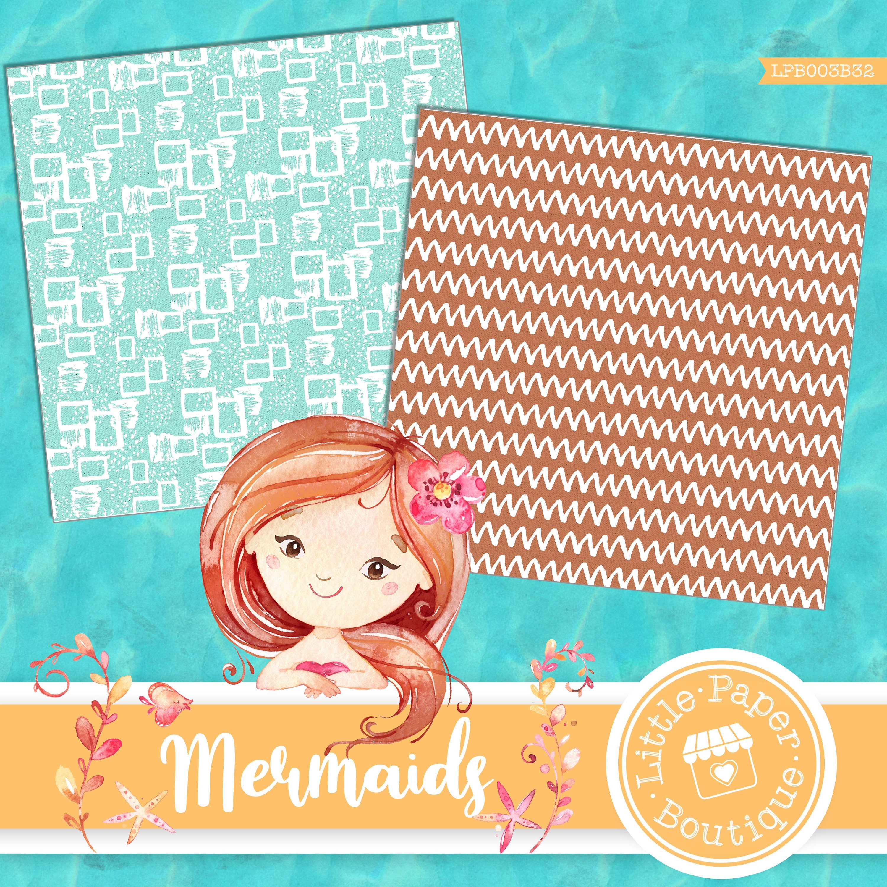 The Little Mermaid Digital Paper Princess Ariel Scrapbook - Etsy