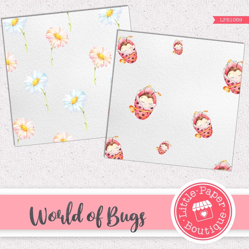 Ladybug Digital Paper, Sweet Ladybug Scrapbook Papers, Commercial Use ...