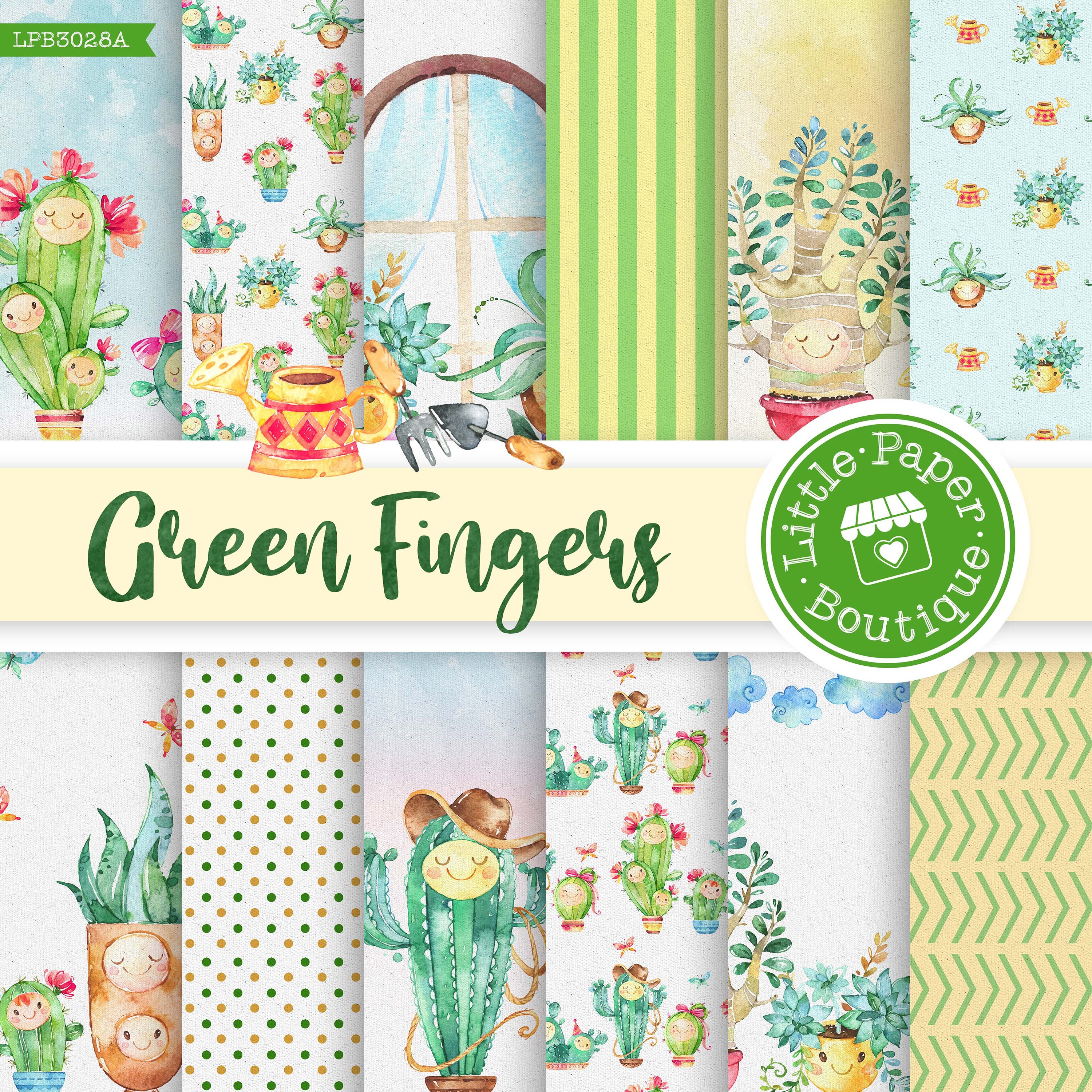 Cactus Digital Paper Cactuses Texture Succulents Pattern - Etsy
