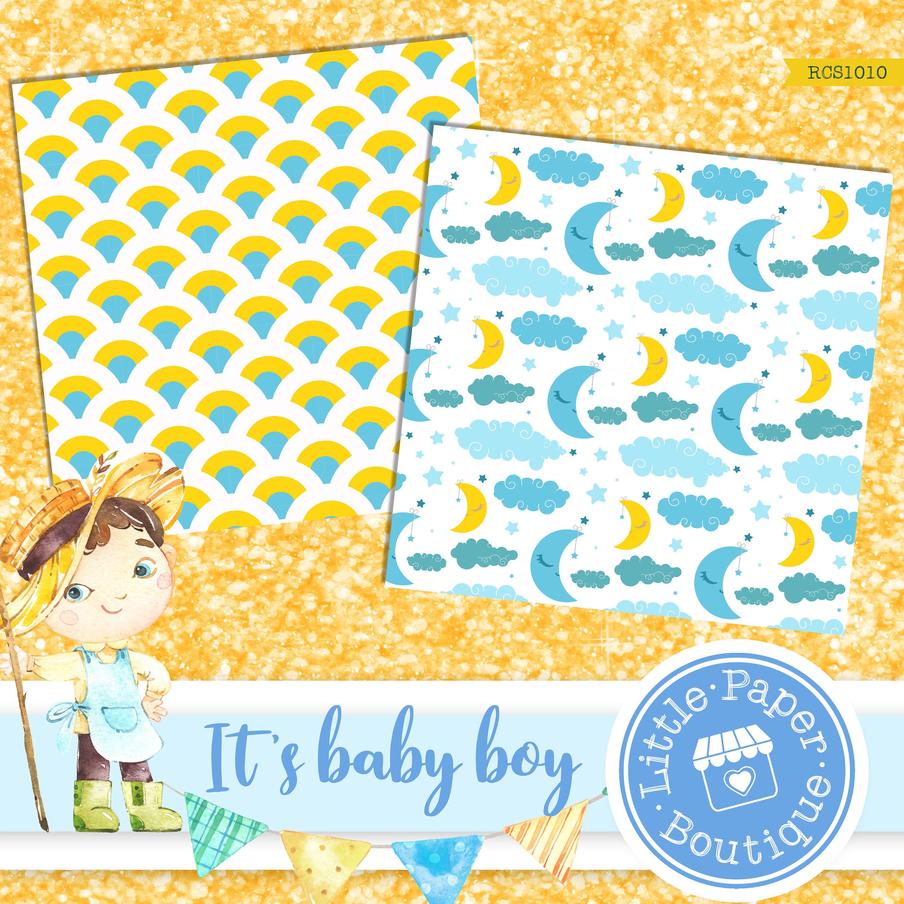 Cloud Digital Paper Baby Blue Clouds Digital Papers Moon - Etsy