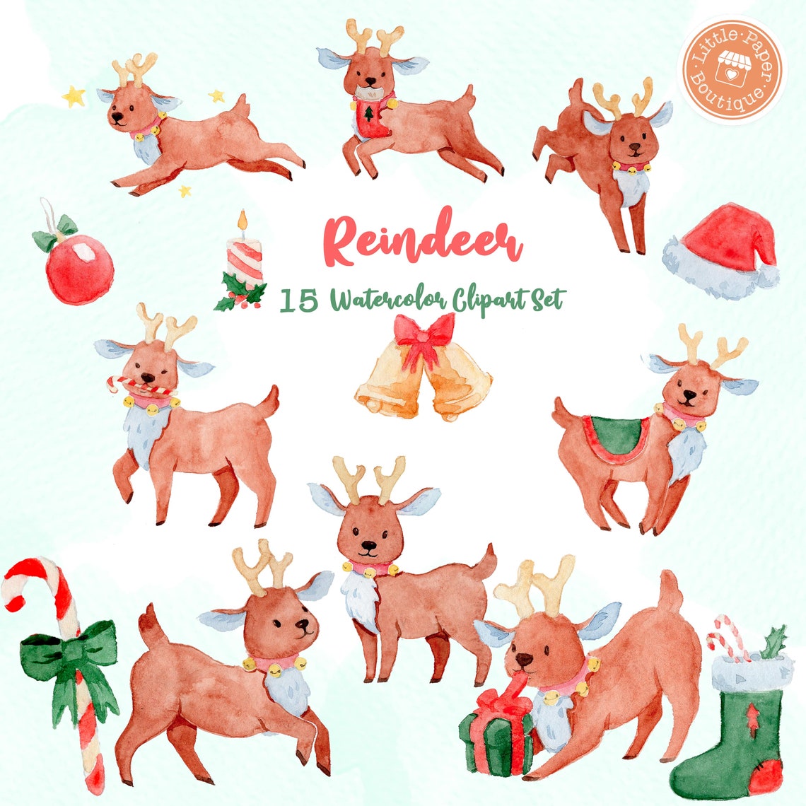 Christmas Clipart Reindeer Clipart Baby Reindeer | Etsy