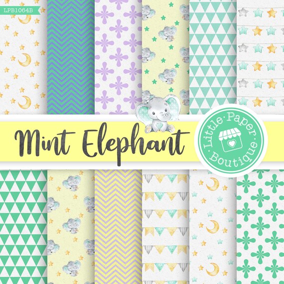 Elephant Digital Paper Baby Elephant Digital Paper Baby | Etsy