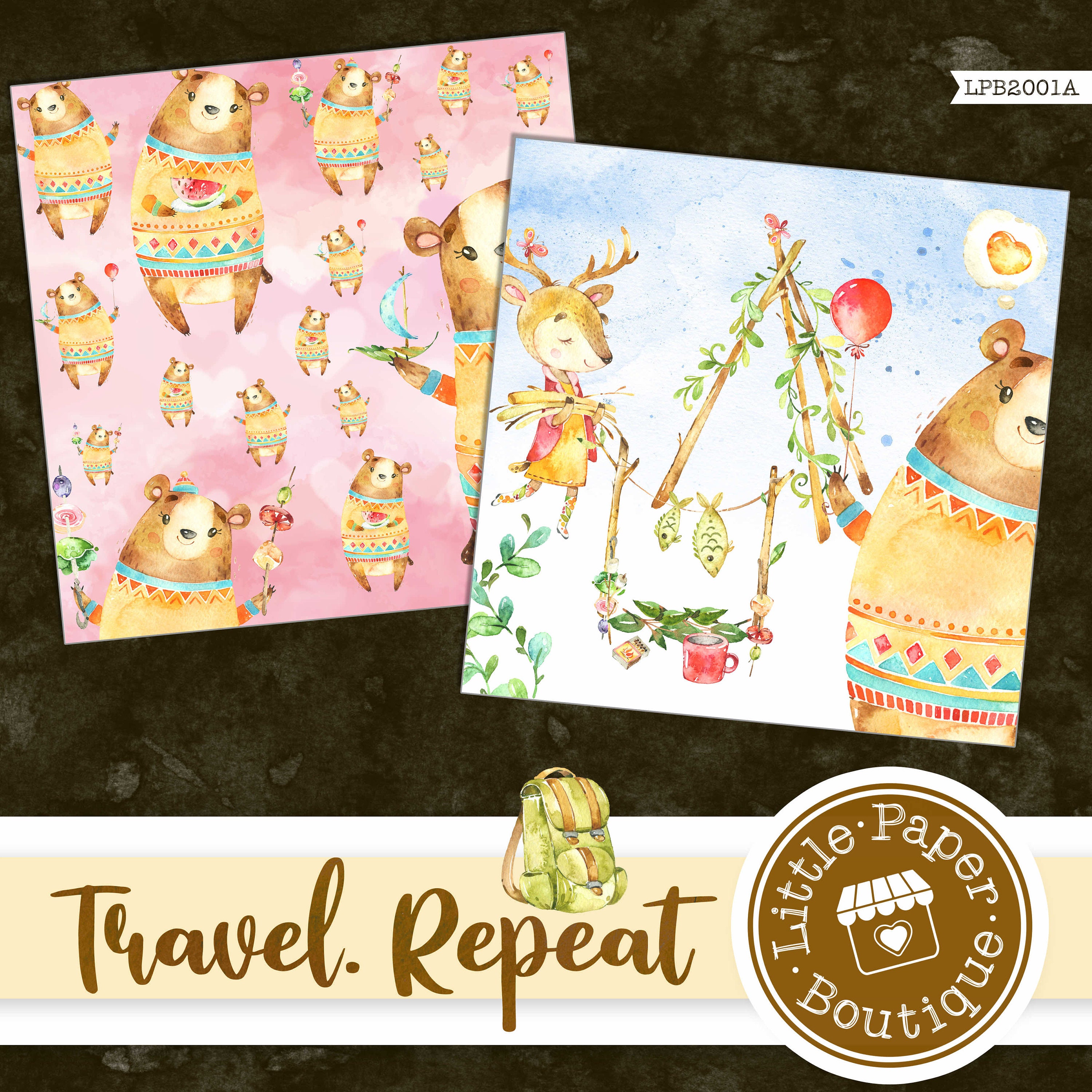 Camping Digital Paper Pack Camping Digital Background | Etsy