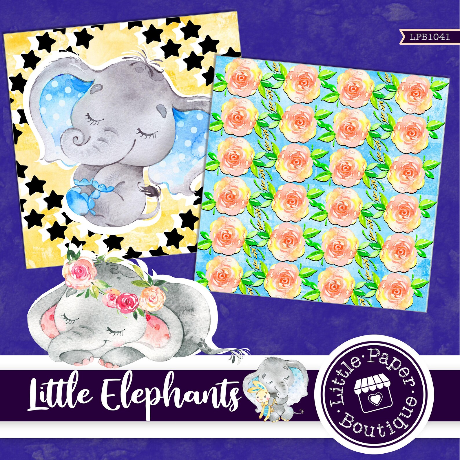 Elephant Digital Paper Baby Elephant Digital Paper Baby - Etsy