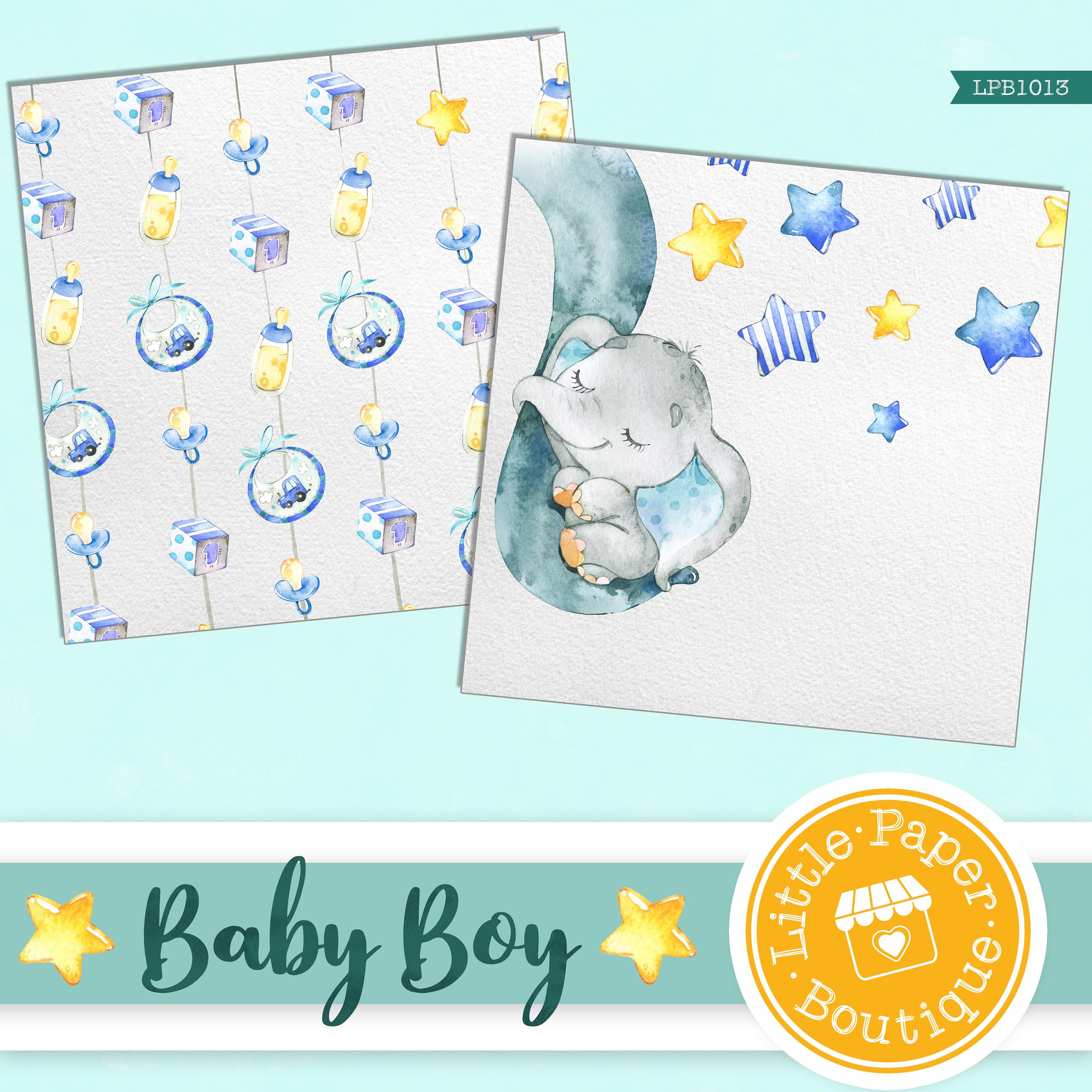 Baby Blue Digital Paper, Blue, Grey, Baby Boy, Digital Paper, Scrapbook ...
