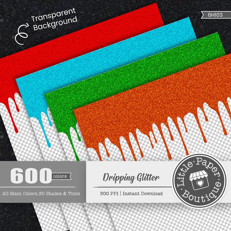 600pcs Dripping Glitter Background Digital Paper Pack for Commercial ...