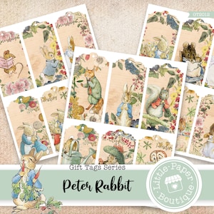 Peter Rabbit by Beatrix Potter Digital Gift Tags Printable, Vintage ...
