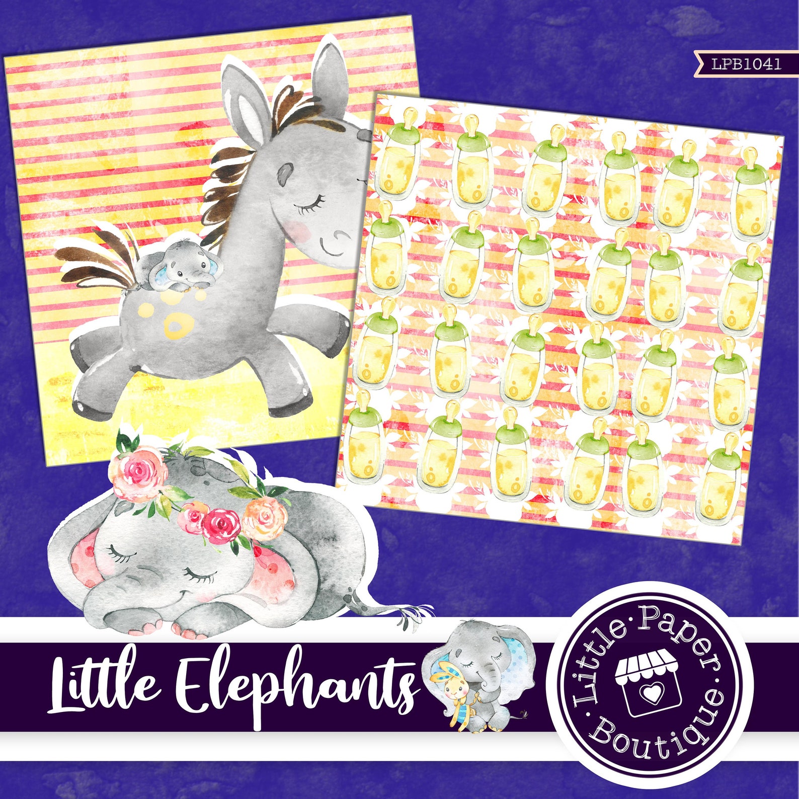 Elephant Digital Paper Baby Elephant Digital Paper Baby - Etsy