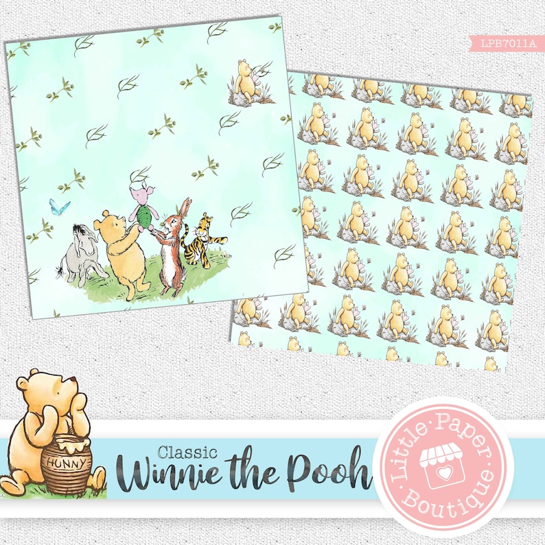 Winnie the Pooh Digital Paper Digital Download Pastel Designs Scrapbook ...