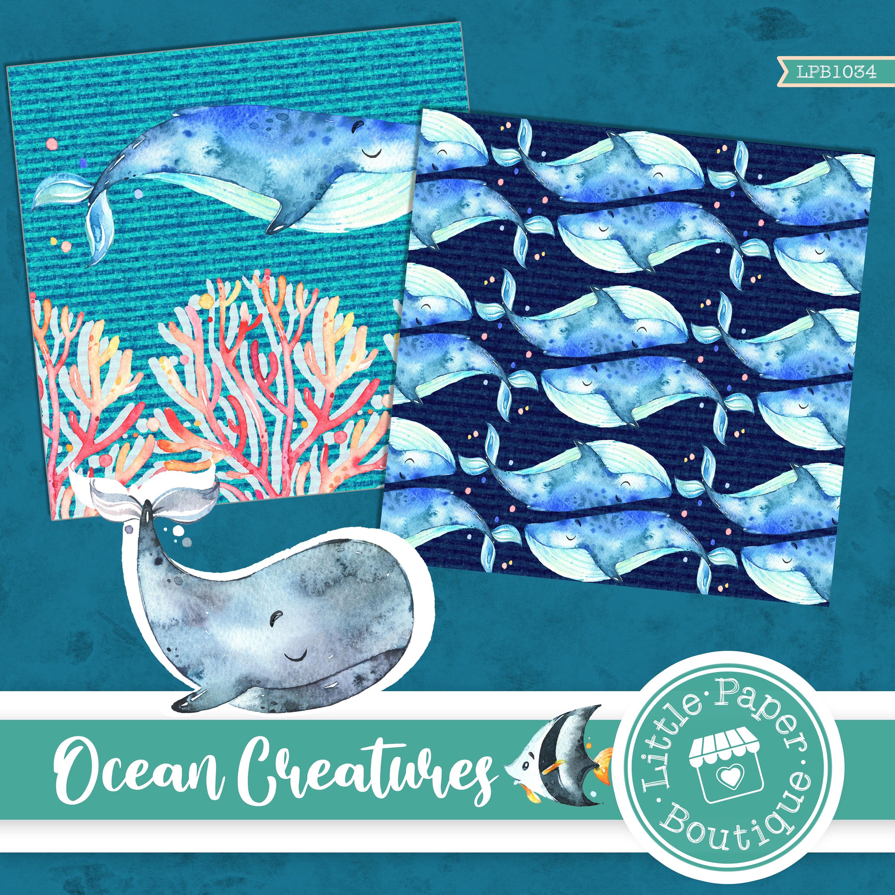 Sea Animals Digital Paper Setunder the Sea Digital Paper - Etsy