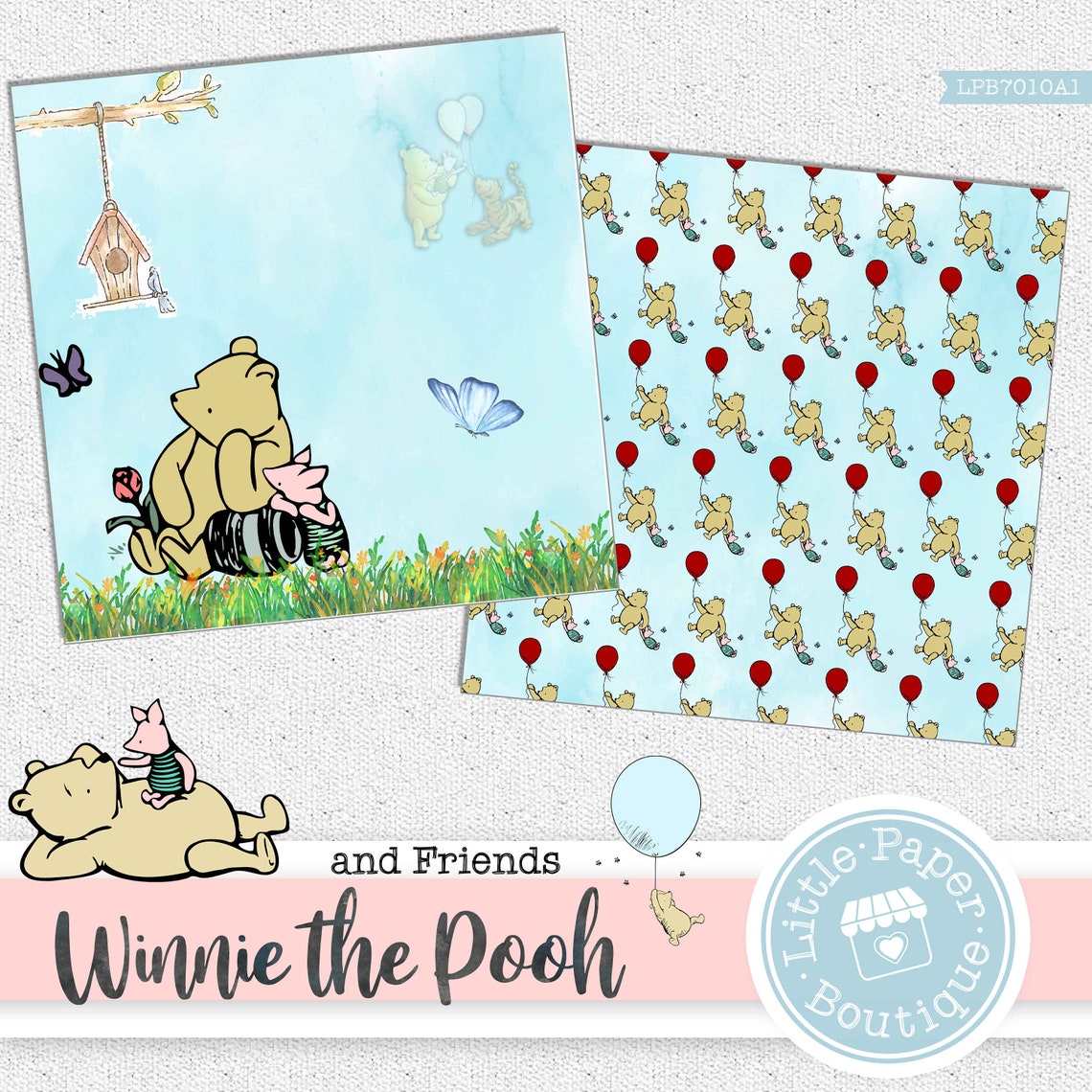 Winnie the Pooh Digital Paper Digital Download Pastel Designs - Etsy