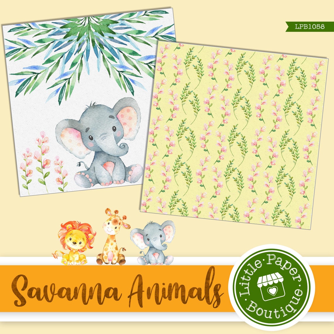 Safari Digital Papers Pack Printable Sheets Scrapbooking | Etsy