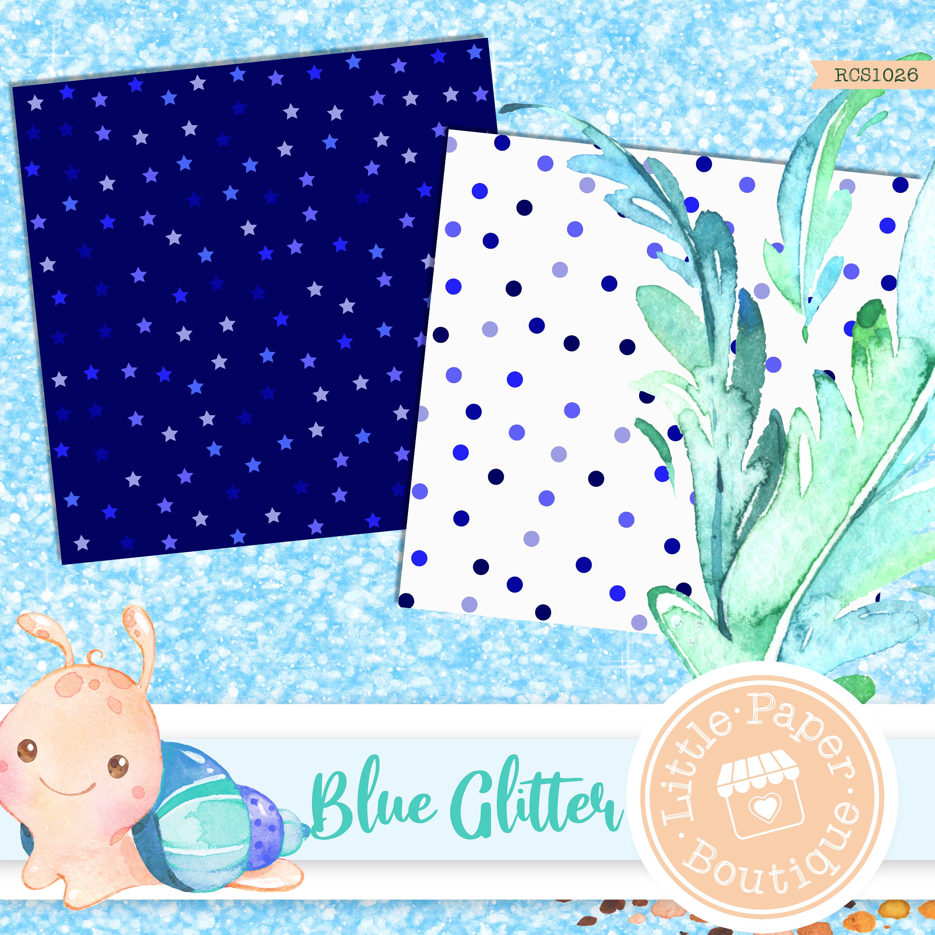 Blue Glitter Digital Paper Clip Art. Glitter Backgrounds | Etsy