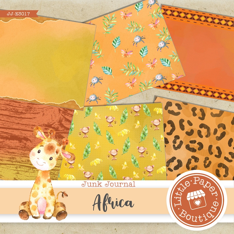 Safari Digital Papers Pack Printable Sheets Scrapbooking - Etsy