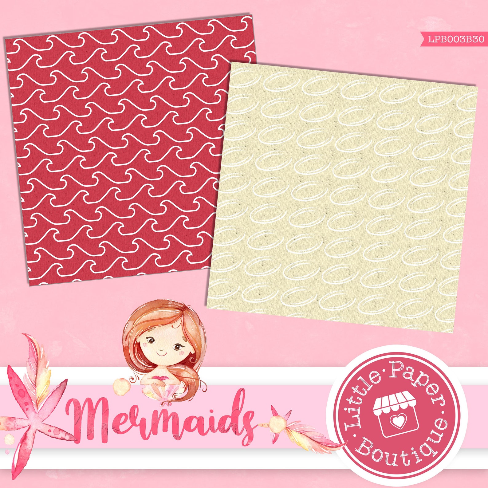 Mermaid Digital Paper Summer Digital Paper Sealife Digital - Etsy