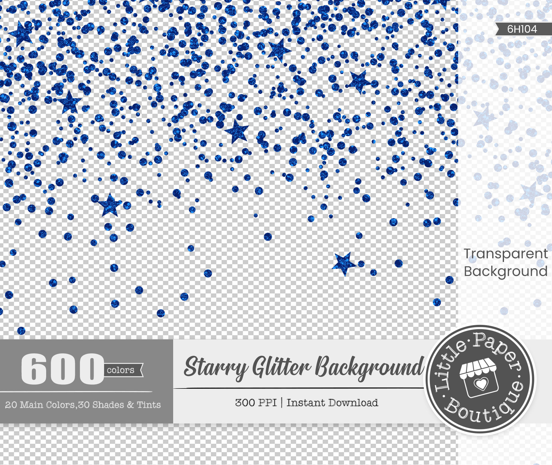 600pcs Glitter TRANSPARENT Background Digital Paper Pack Commercial Use ...