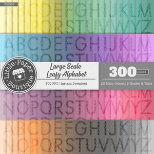 Alphabet Pattern Letters ABC Digital Paper Set Rainbow Colours & White ...