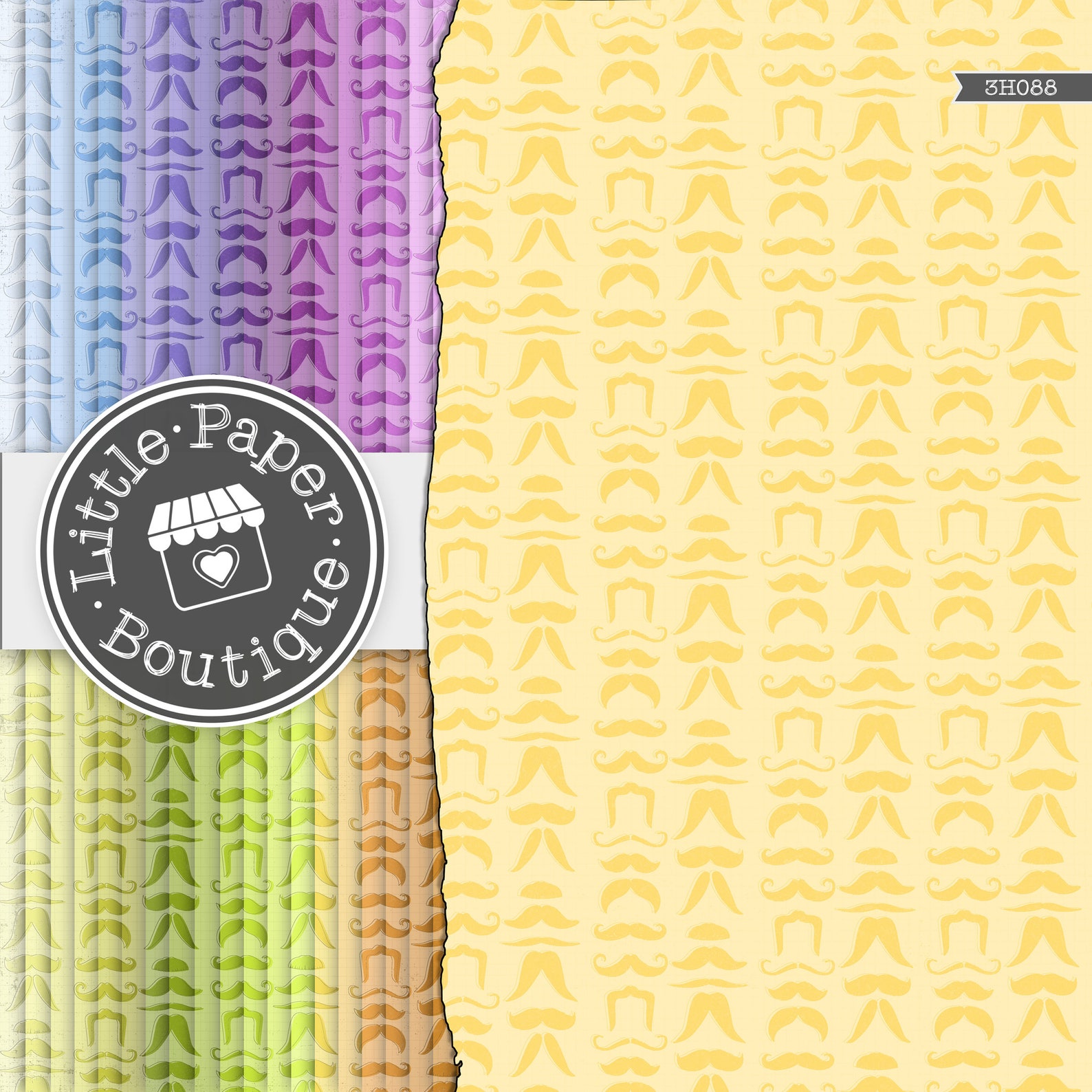 Mustache Digital Paper Stache Background Primary Colors - Etsy