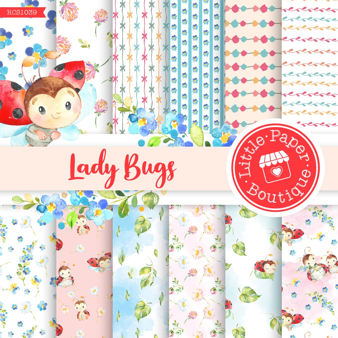 SEAMLESS Ladybugs Digital Paper Red and Green Ladybugs Digital Paper ...