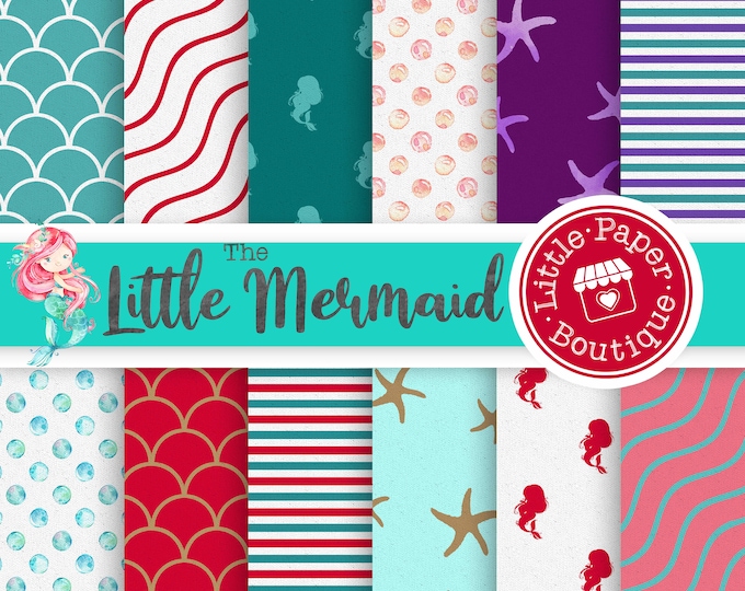 Little Mermaid Ariel 12x12 Digital Paper Packthe Little - Etsy