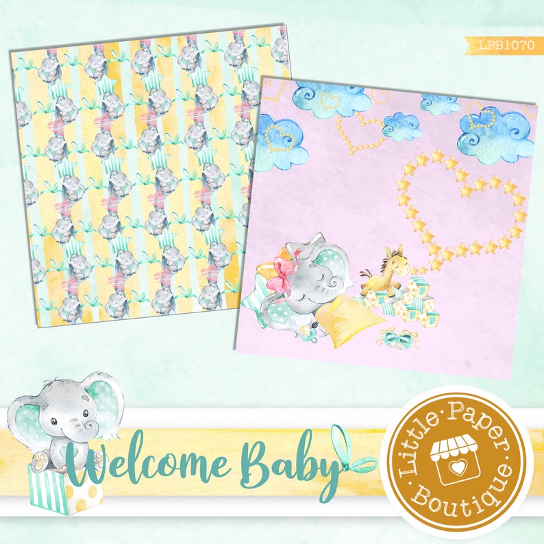 Baby Blue Digital Paper, Blue, Grey, Baby Boy, Digital Paper, Scrapbook ...