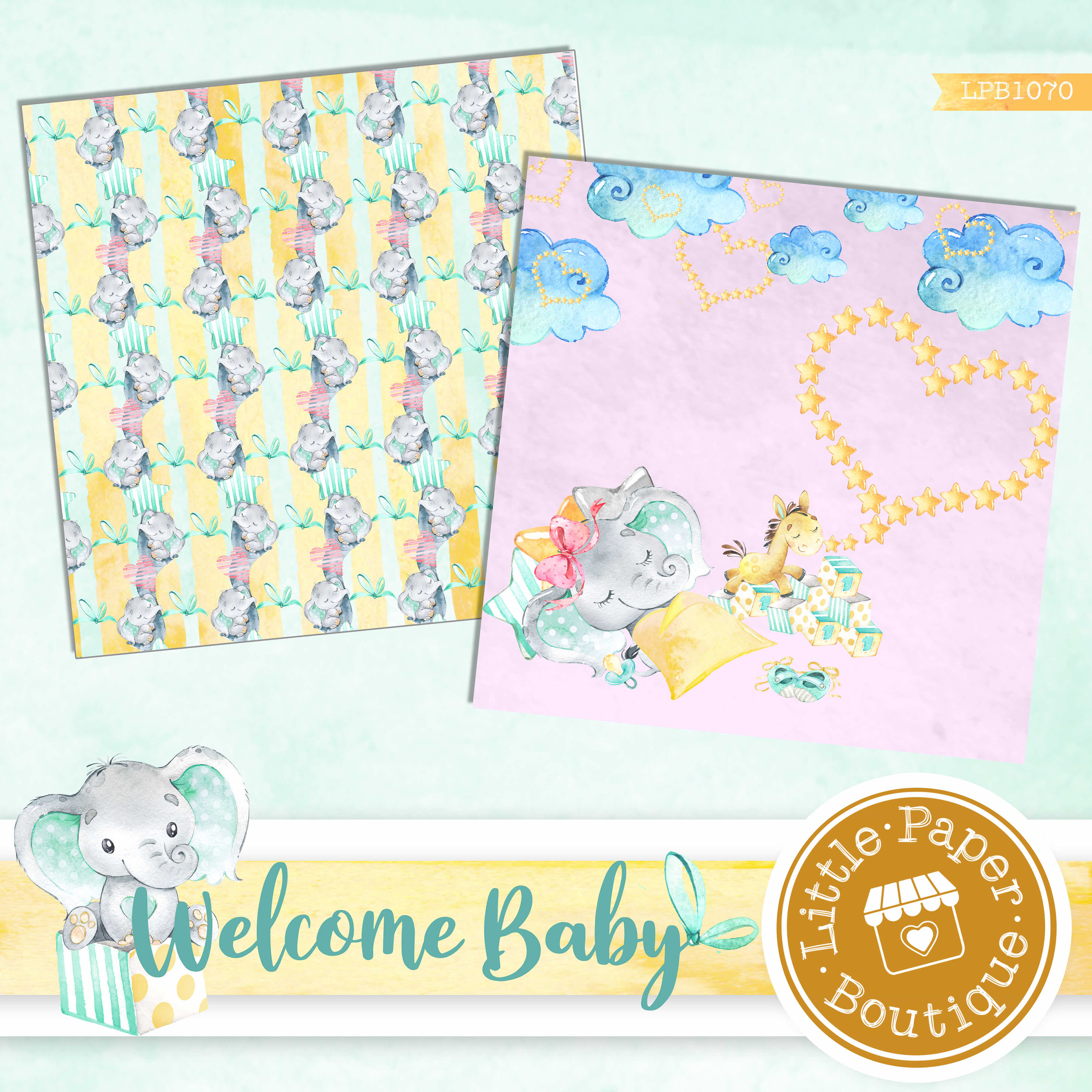 Baby Blue Digital Paper, Blue, Grey, Baby Boy, Digital Paper, Scrapbook ...