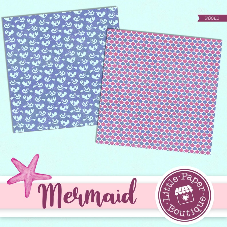 The Little Mermaid Digital Paper Princess Ariel Scrapbook - Etsy