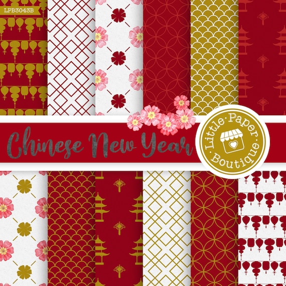 Vintage Chinese Dragon Art Digital Paper Pack. Red & Gold | Etsy
