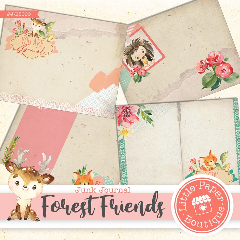 Forest Friends Woodlands Animals Digital Junk Journal Clipart - Etsy