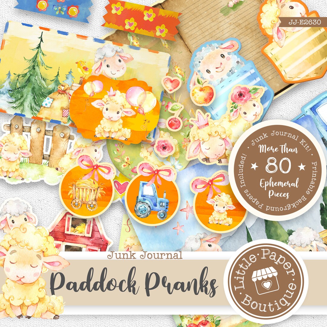Sheep Lamb Animals, Sheep Digital Junk Journal Kit (FULL KIT) With Scrapbook Printable Papers ...