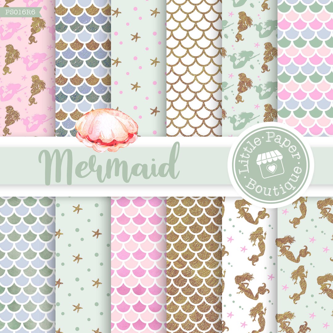 Mermaid Scales Digital Paper Pack Bronze Gold Mermaid Paper Printable ...