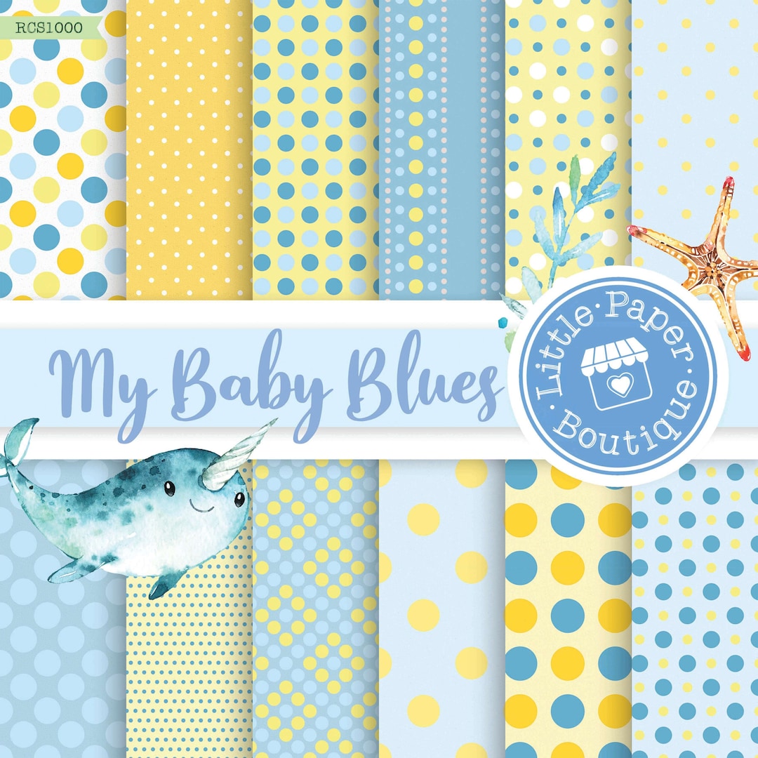 SEAMLESS A4 Letter Baby Blue Digital Paper, Blue, Grey, Baby Boy ...