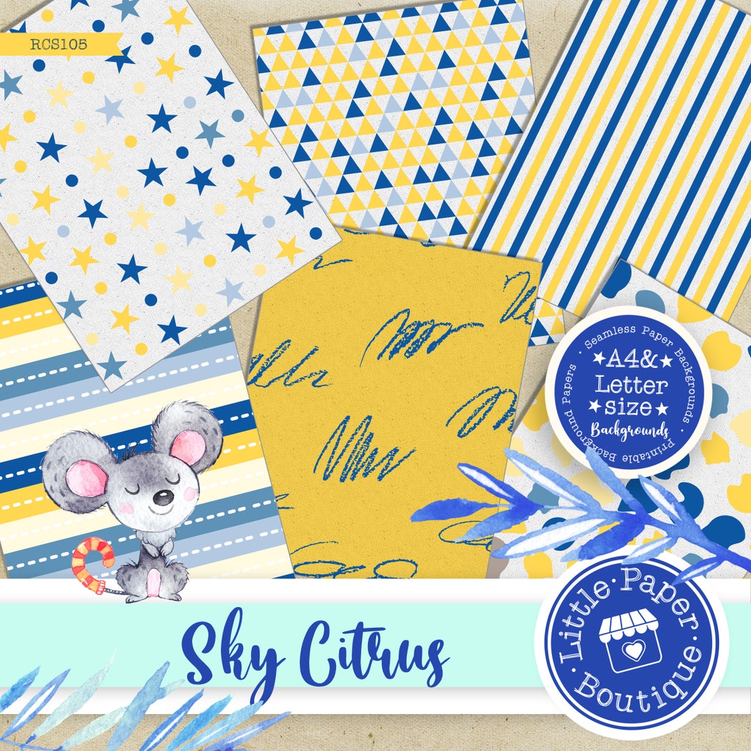 SEAMLESS A4 Letter Baby Blue Digital Paper, Blue, Grey, Baby Boy ...
