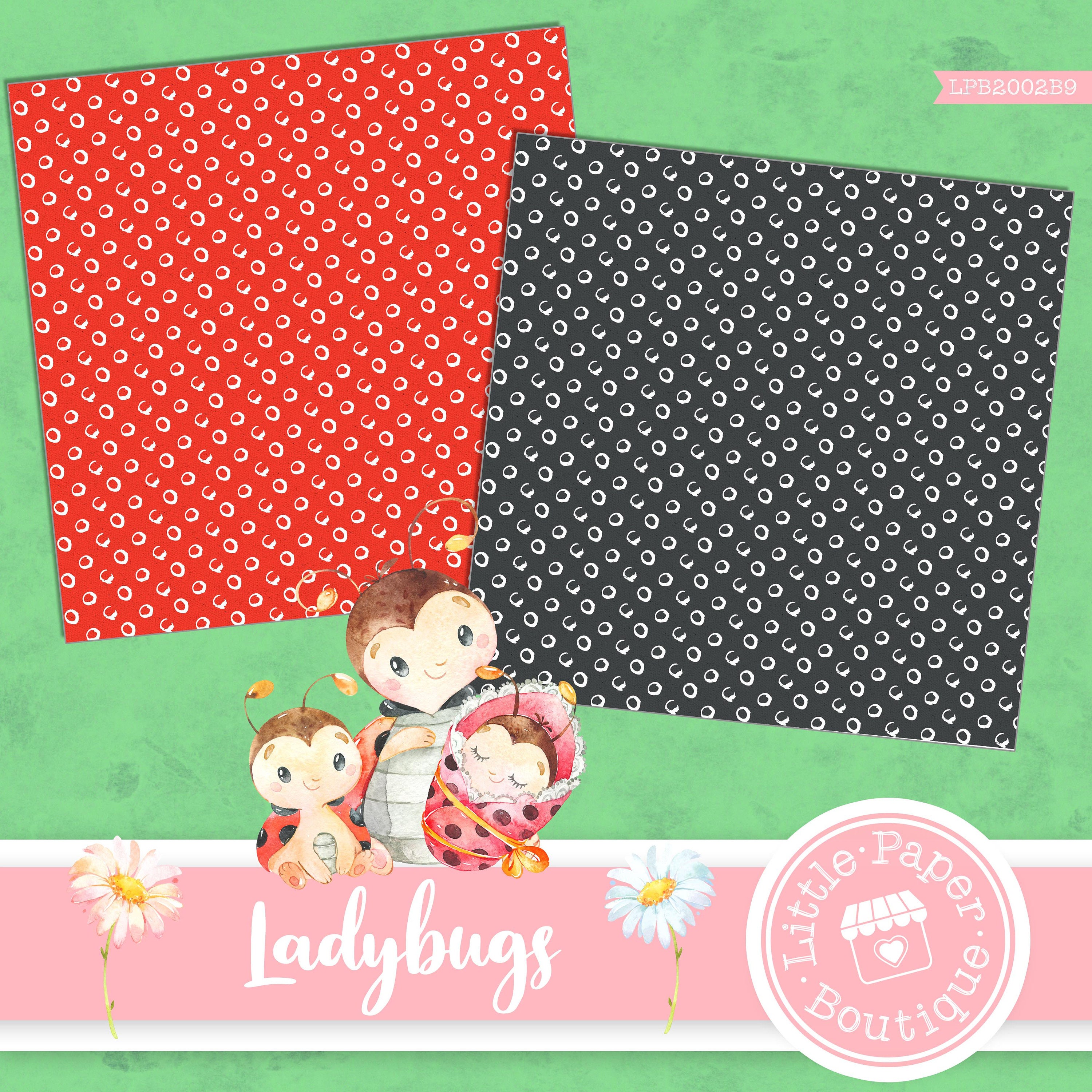 Ladybug Digital Paper Sweet Ladybug Scrapbook Papers - Etsy