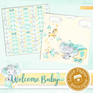 Baby Blue Digital Paper, Blue, Grey, Baby Boy, Digital Paper, Scrapbook ...