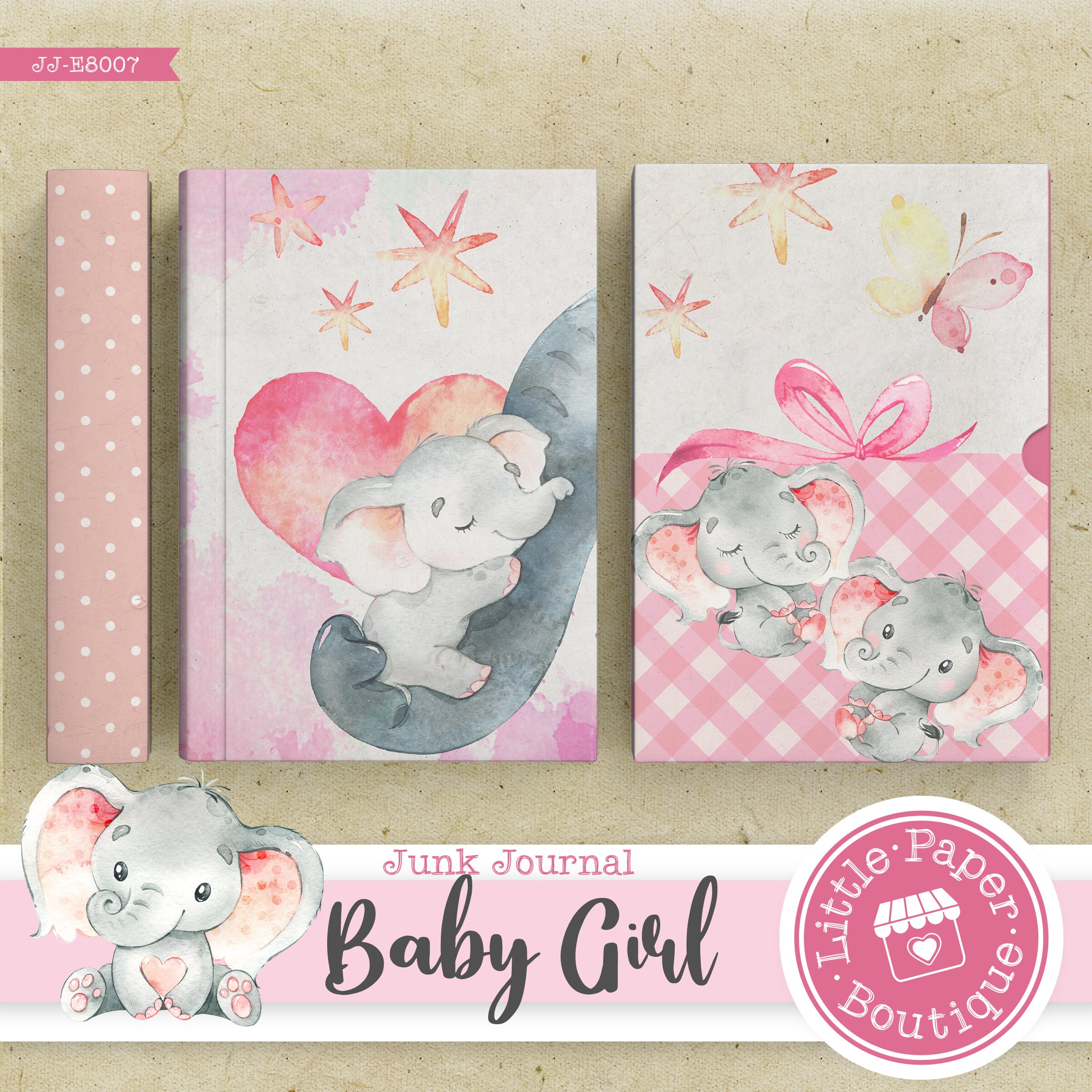 Baby Elephant Girl Digital Junk Journal Kit FULL KIT With | Etsy
