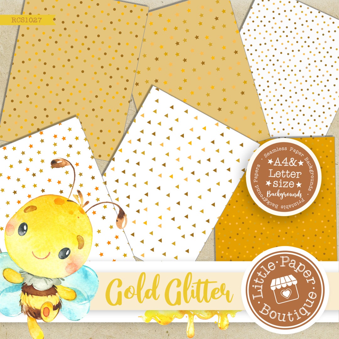 SEAMLESS A4 Letter Bumble Bee Digital Papers, Honeybee Digital Patterns ...