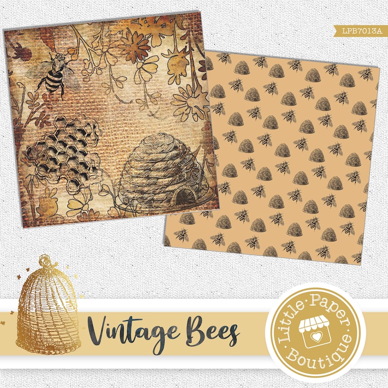 Busy Bee Digital Paper Scrapbook Papers Background Polka | Etsy