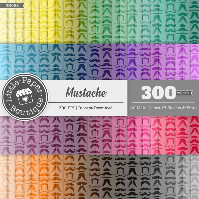 Mustache Digital Paper Stache Background Primary Colors - Etsy