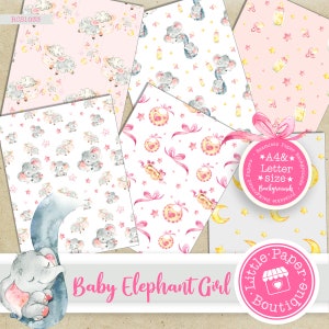 SEAMLESS A4 Letter Pink Girl Elephant Baby Shower, Elephant Baby Shower ...