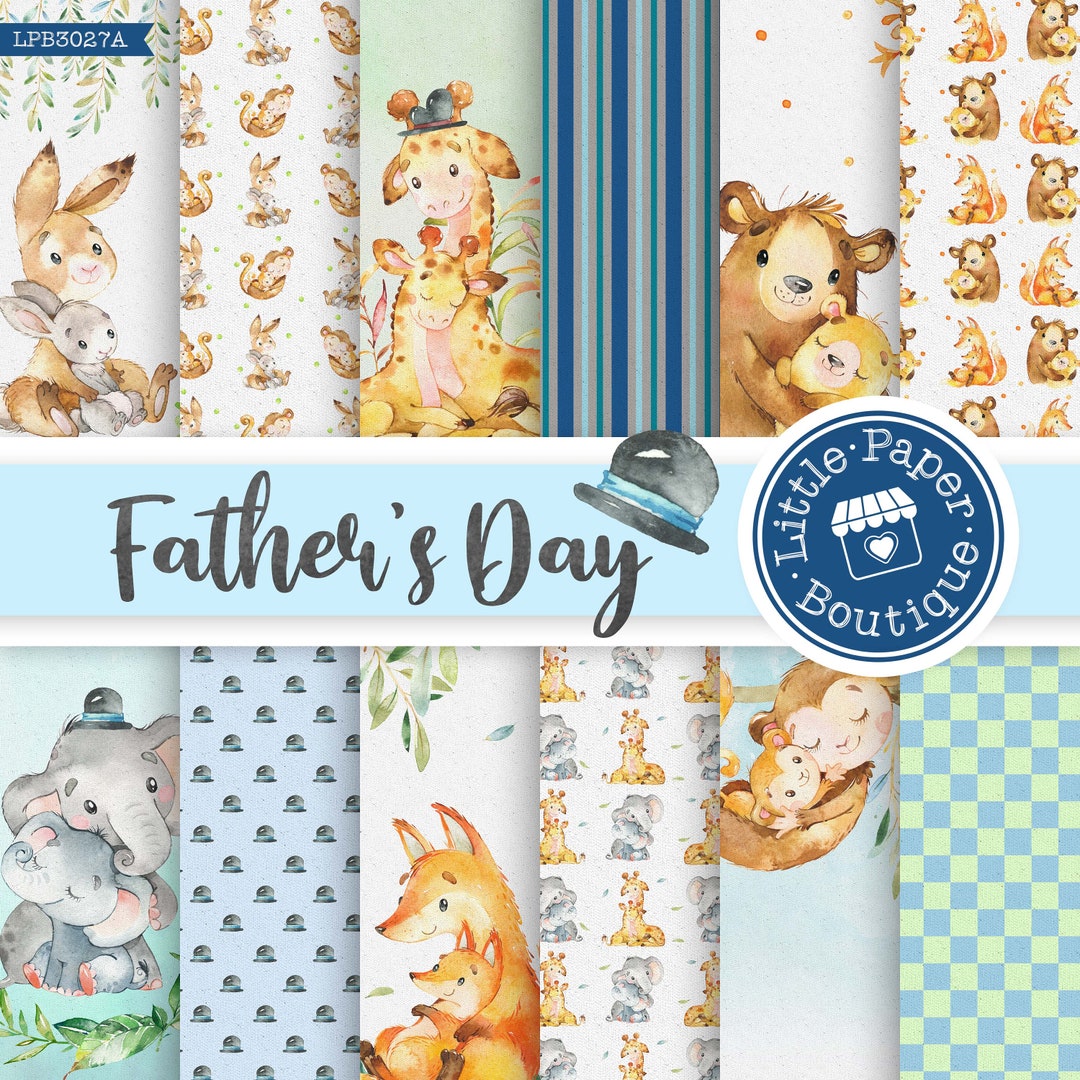Dad Father Scrapbook Paper happy Fathers Day Digital Paper Pack Fathers ...